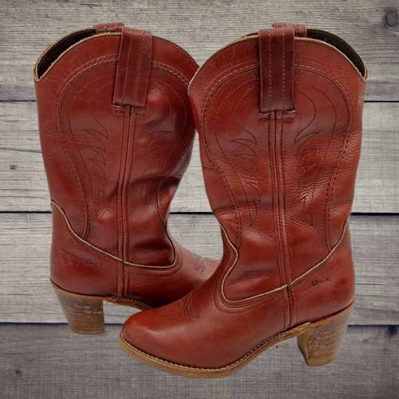 Vintage | Shoes | Vtg 7s Leather Dex Cowboy Boots | Poshmark